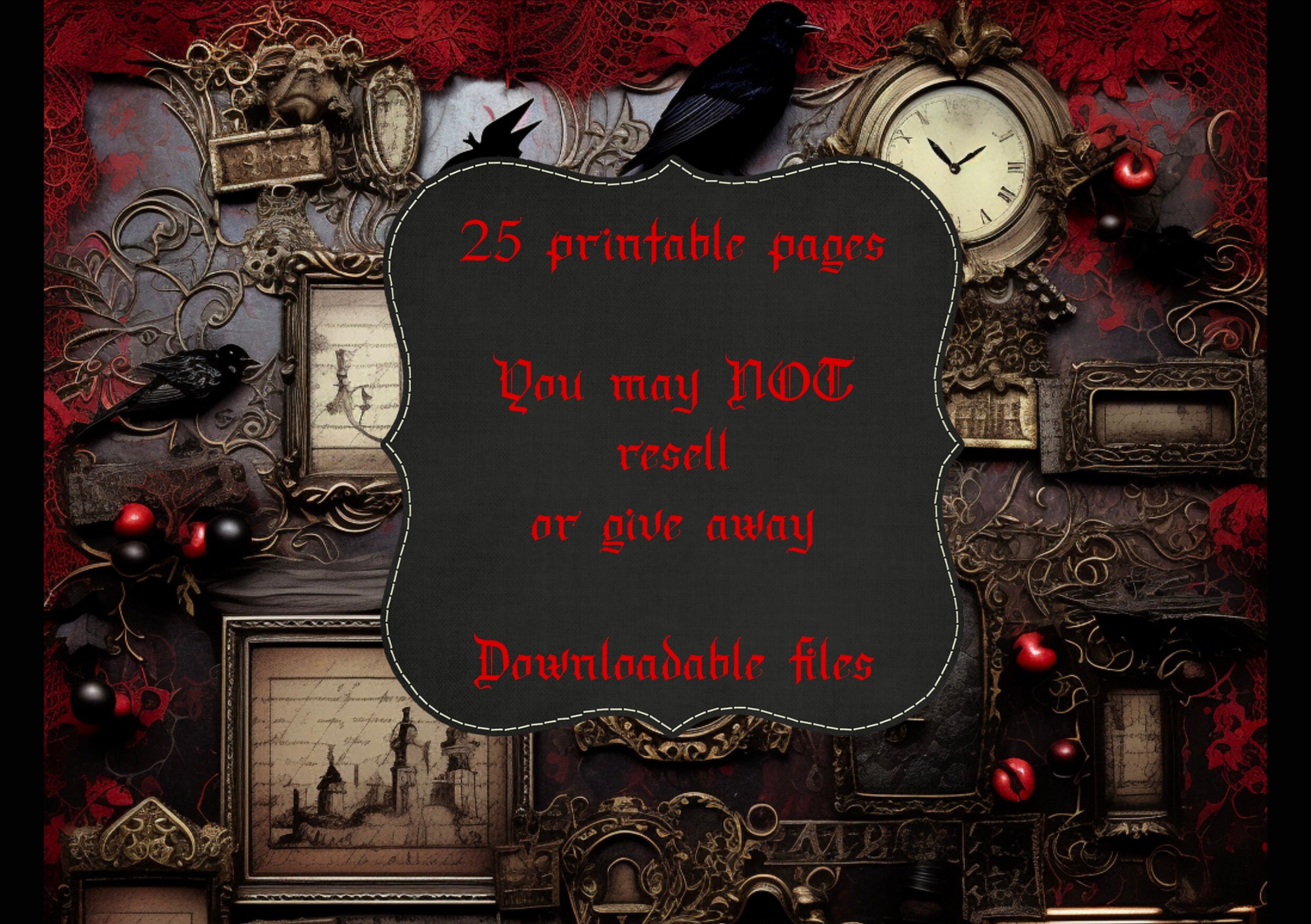 Gothic Printable Papers - Skulls and Roses - Etsy