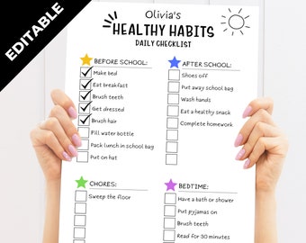 Healthy Habits Daily Checklist - Etsy
