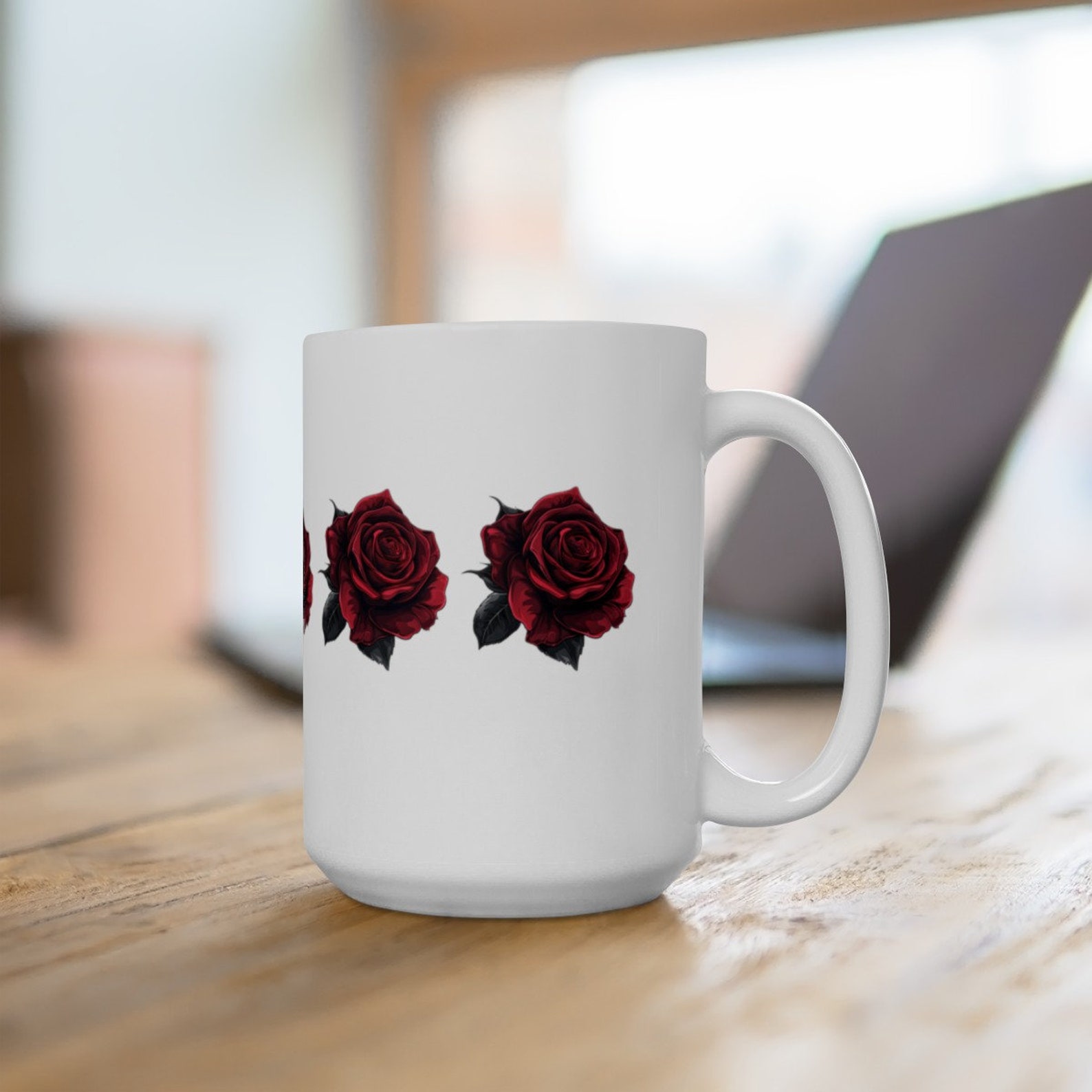 Five Red Roses Mug, Red Rose Tee Cup, Sunshine Mugs, Rose Flower Coffee ...
