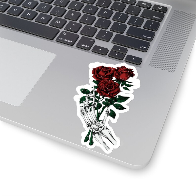 Beautiful Red Rose With Skeleton Hand Sticker, Rose Stickers, Romantic ...