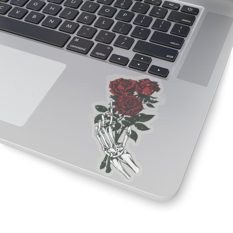 Beautiful Red Rose With Skeleton Hand Sticker, Rose Stickers, Romantic ...