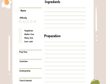 Recipe Card Printables - Etsy