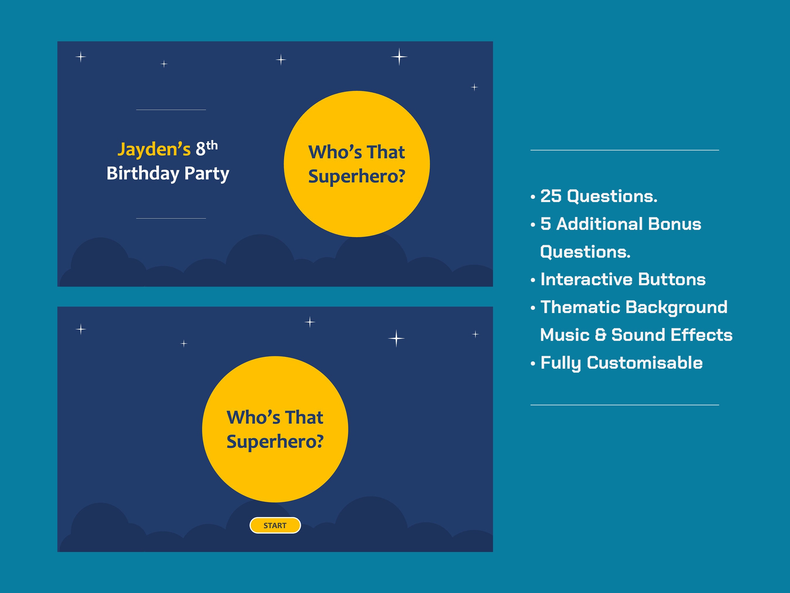 Who's That Superhero Kids Birthday Party Virtual Quiz Party Game ...
