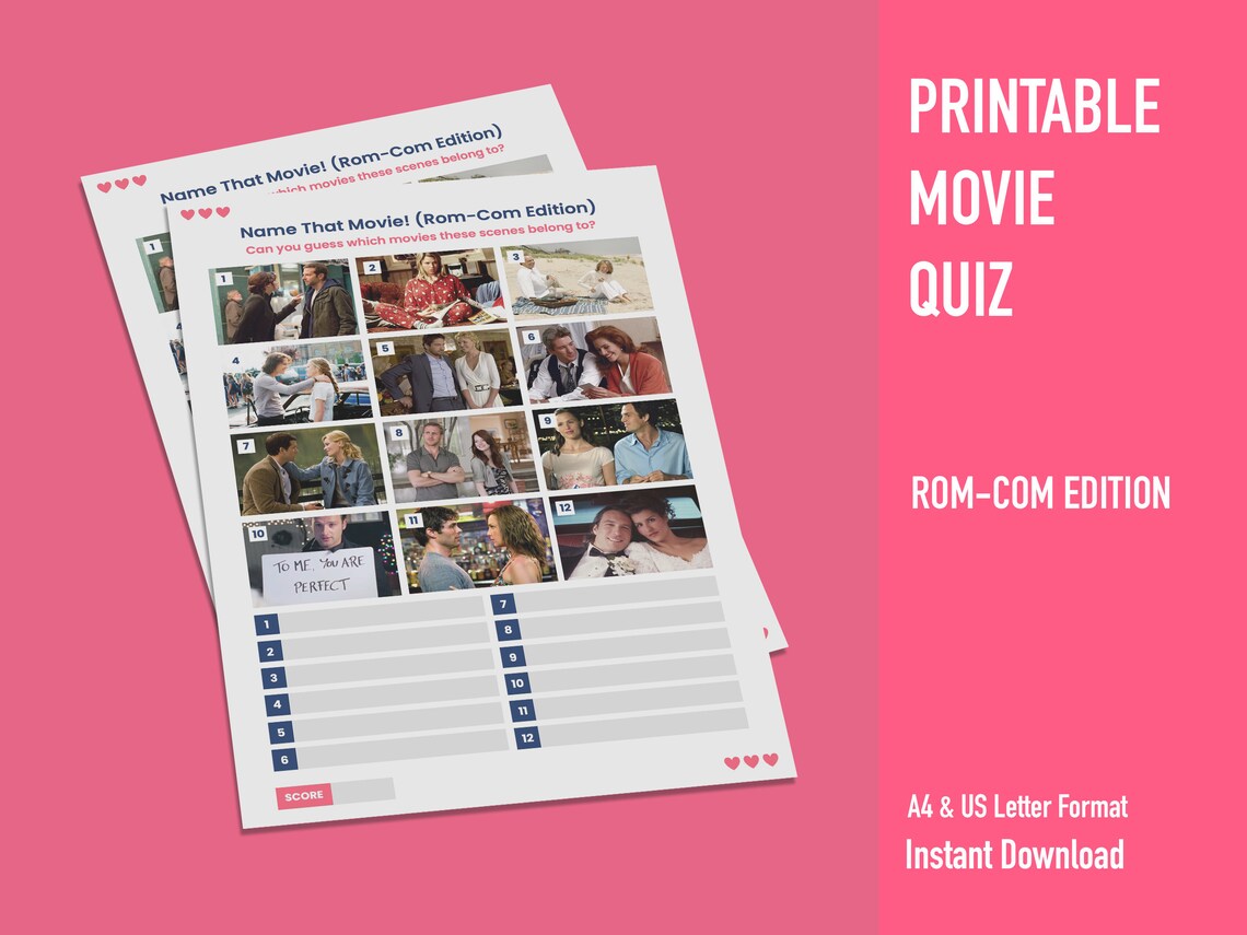 Name That Movie Quiz (rom-com Edition) - Etsy