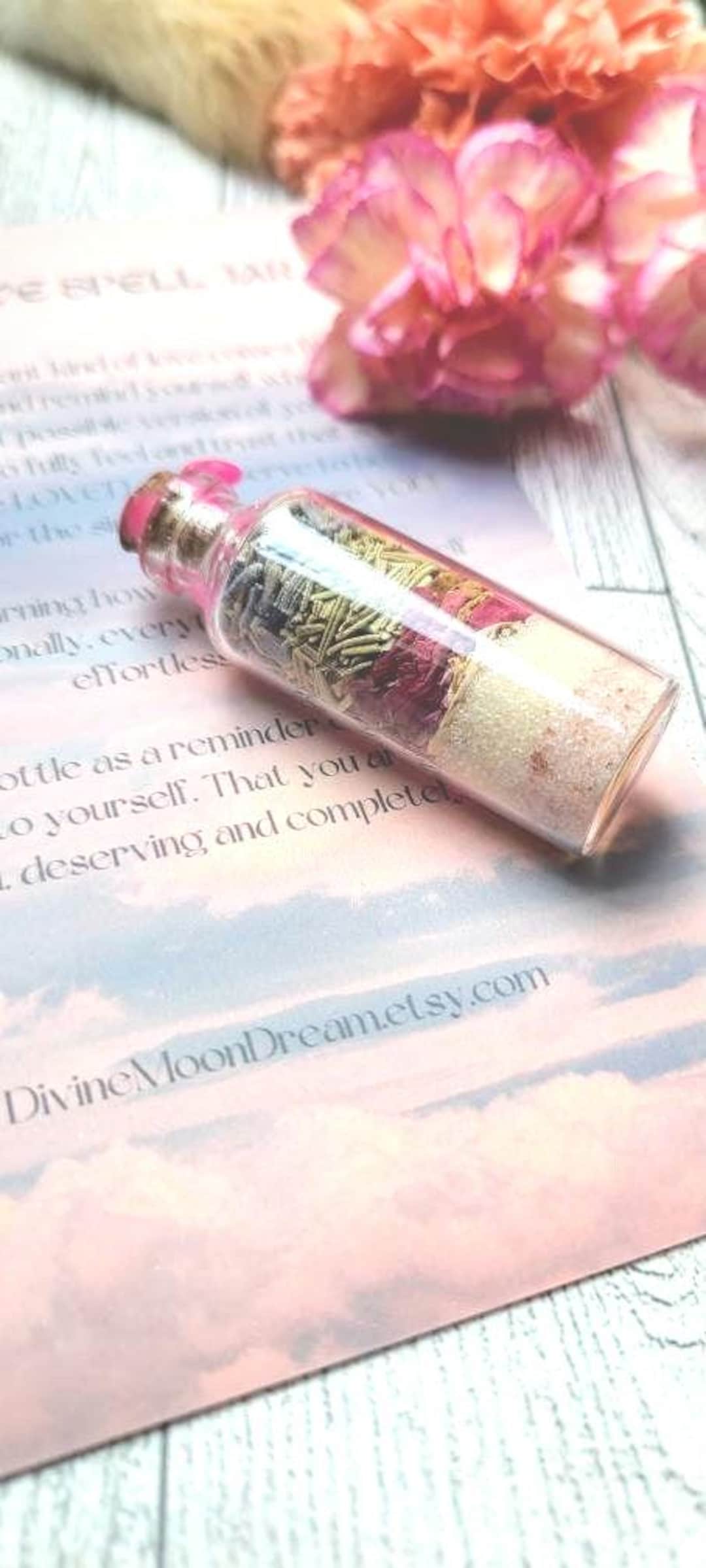 Self Love Spell Bottle: Rose Quartz, Herbs, and Himalayan Salt - Etsy