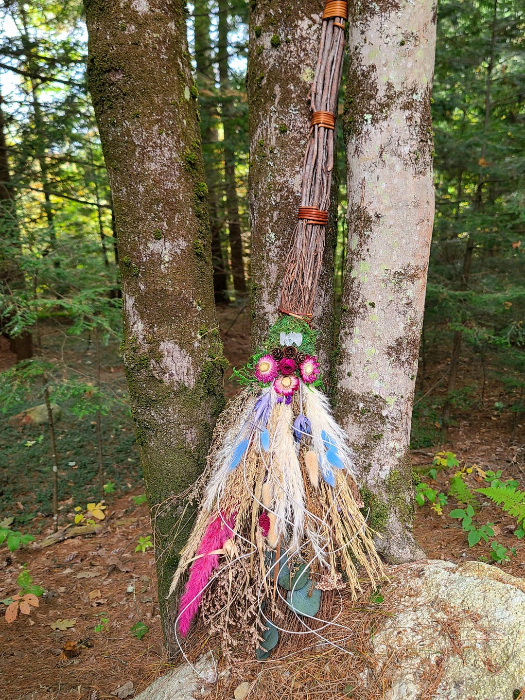 Witch Broom, Beltane Besom. Boho Witch. Dried Floral Crystal Besom ...