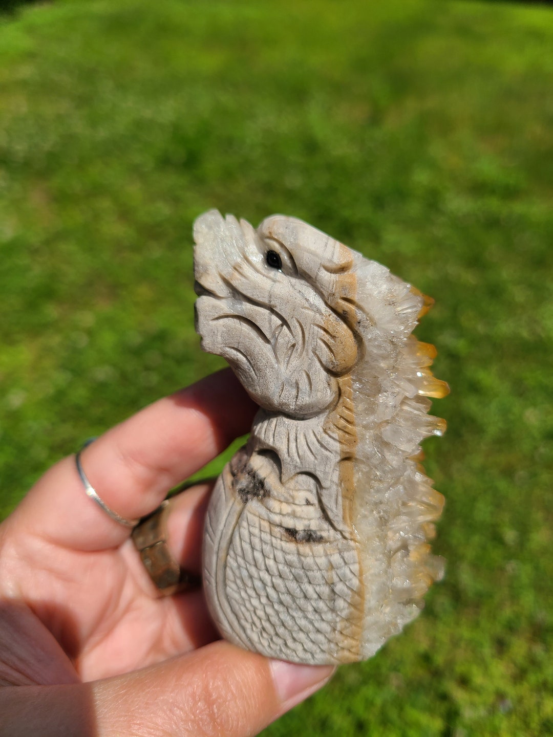Handcarved Dragon Quartz Cluster. Crystal Healing. Reiki. Spiritual ...
