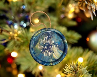 Set of 4 Upcycled Mason Jar Lid Ornaments, Retro Ornaments, Vintage ...