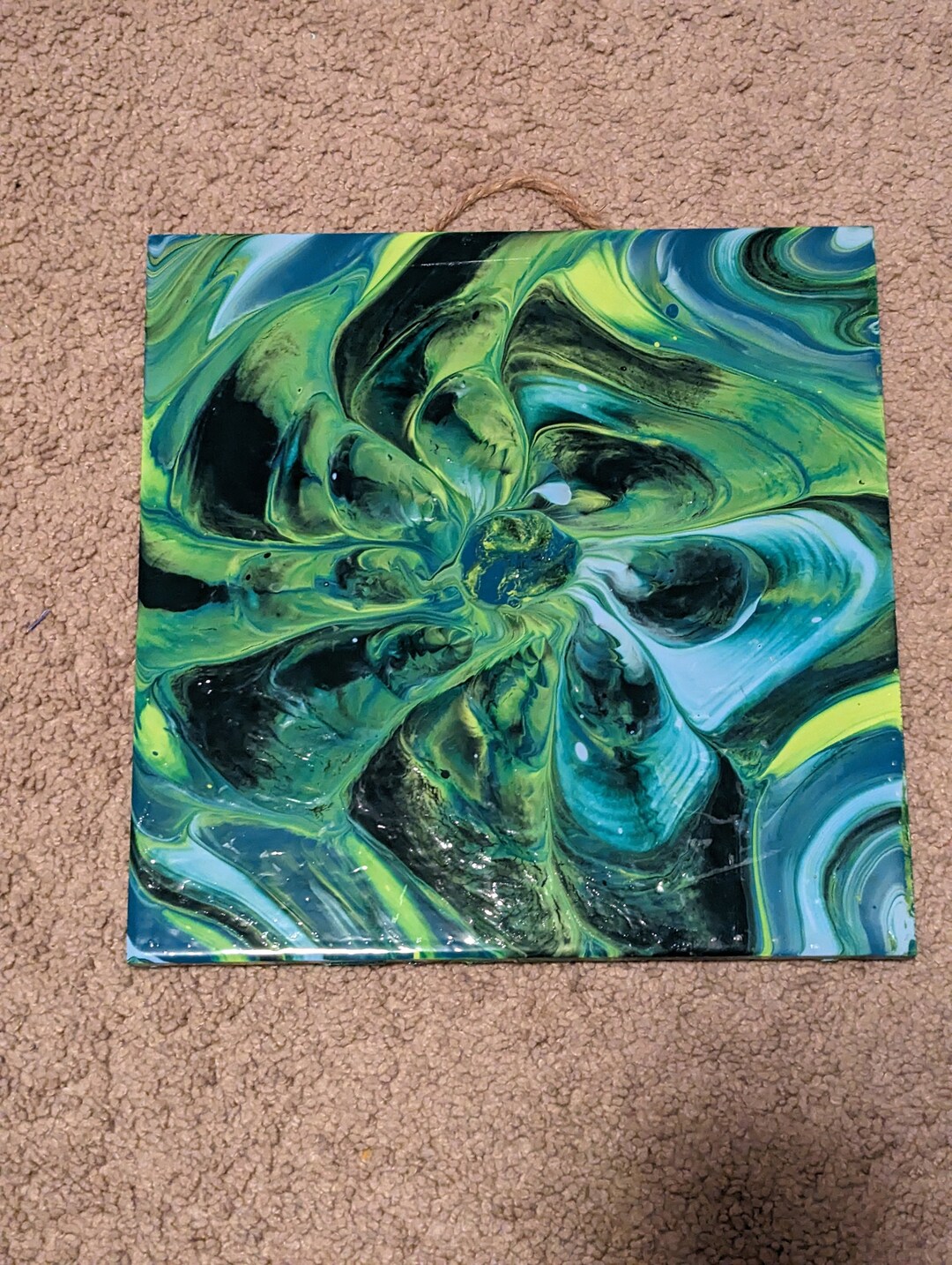 10x10 Acrylic Paint Poured Wood Sign - Etsy