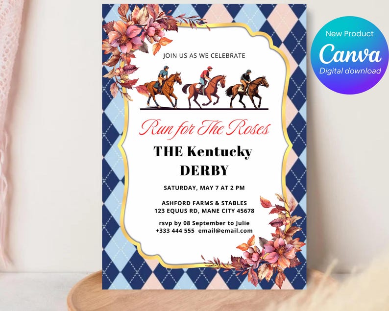 Editable Kentucky Derby Party Invitation, Two Most Exciting Minutes in ...
