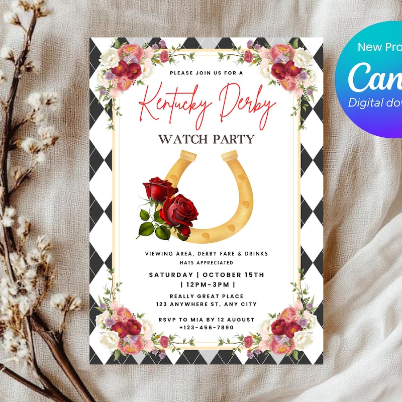 Blue Kentucky Derby Invitation - Etsy