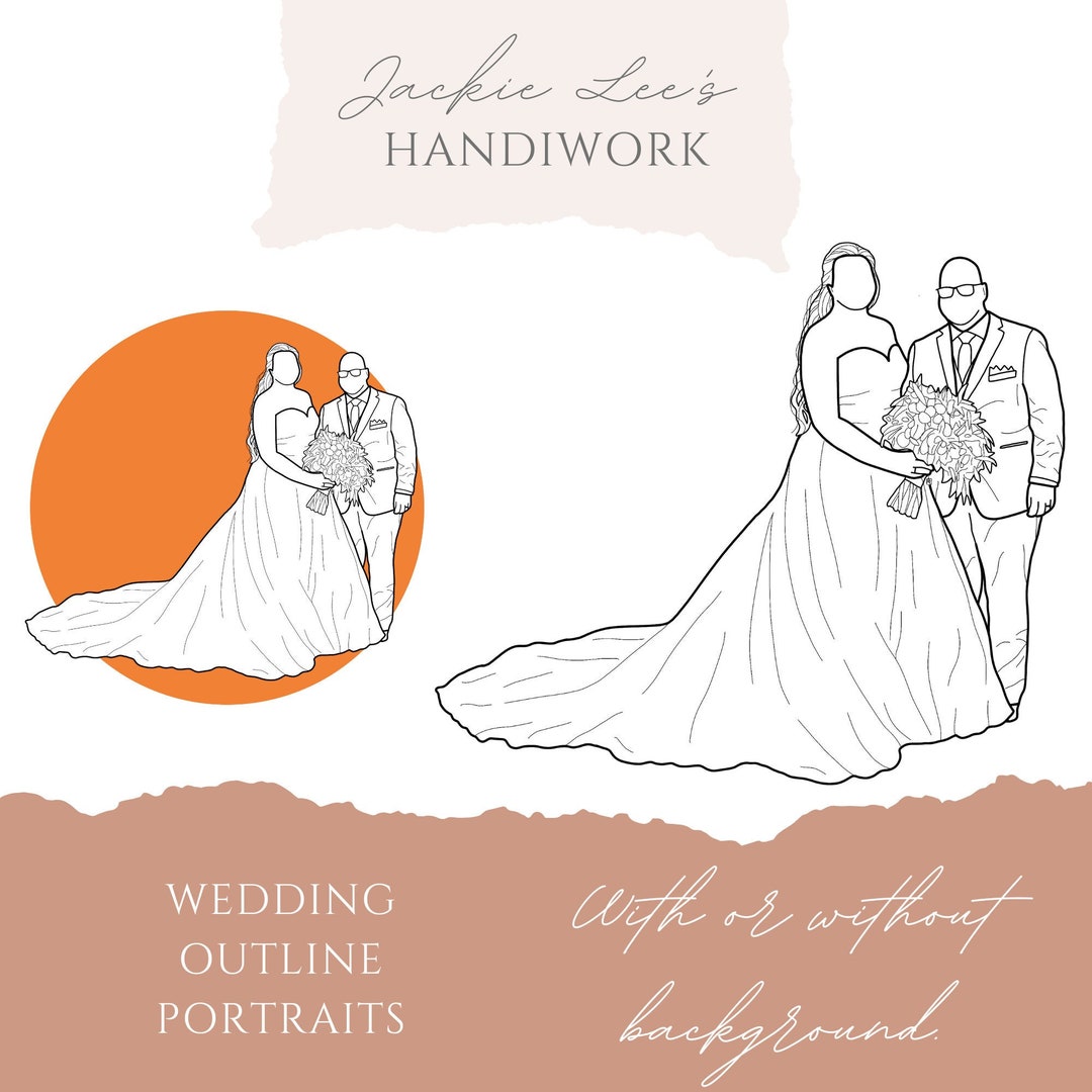 Wedding Outline Portrait - Custom Personalized Digital Illustration - Etsy