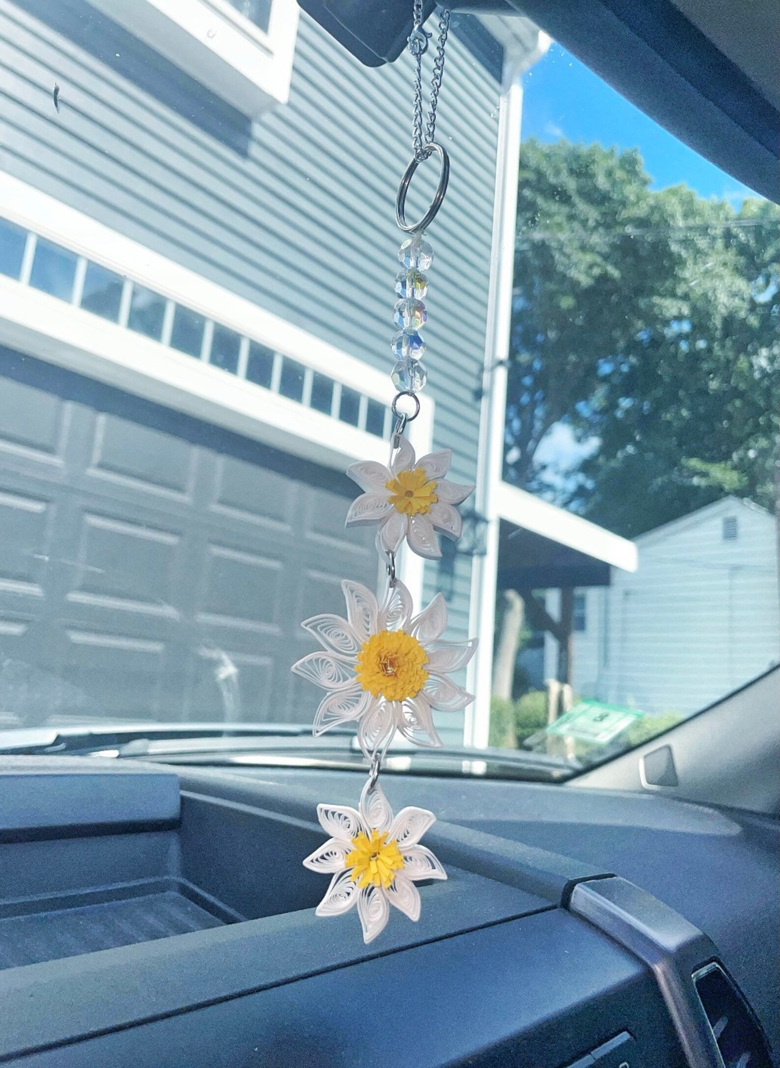 Sunflower Car Charm | Rearview Mirror Decor | Car Accessory - Etsy