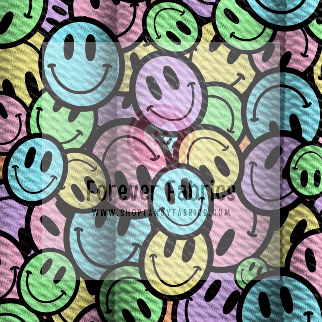 Pastel Smileys |preorder | Fabric by the Yard | Bullet | DBP | Wide Rib ...