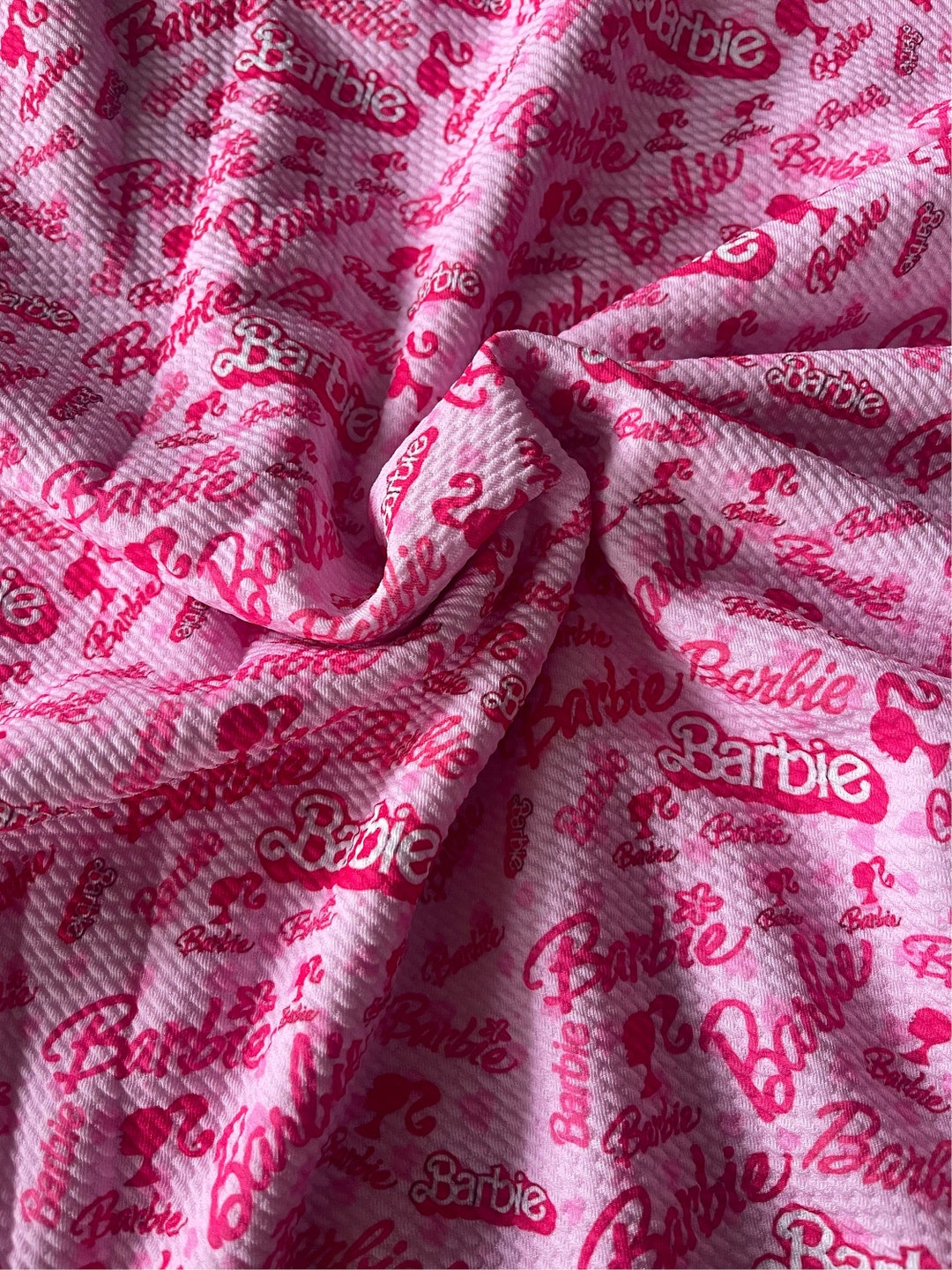 Pink Doll Writing on Pink Background bullet Fabric L RTS L DIY L Bows L ...