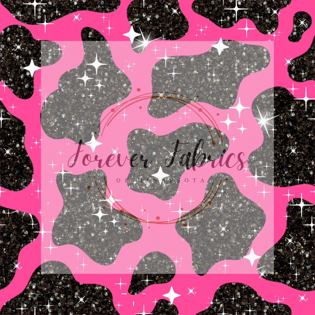 Hot Pink Glitter Cow Print | Preorder | Fabric by the Yard | Bullet ...