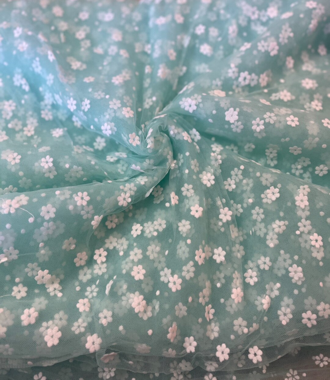 Blue Floral Mesh| 2 Way Stretch Mesh | Mesh L Fabric | DIY | Bows ...