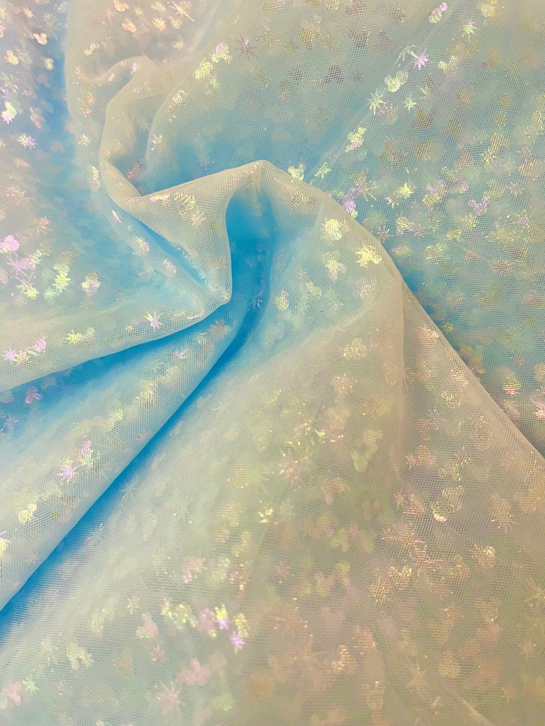 Blue Mesh With Foil Mouse Ears | 2 Way Stretch Mesh | Mesh | DIY | Bows ...