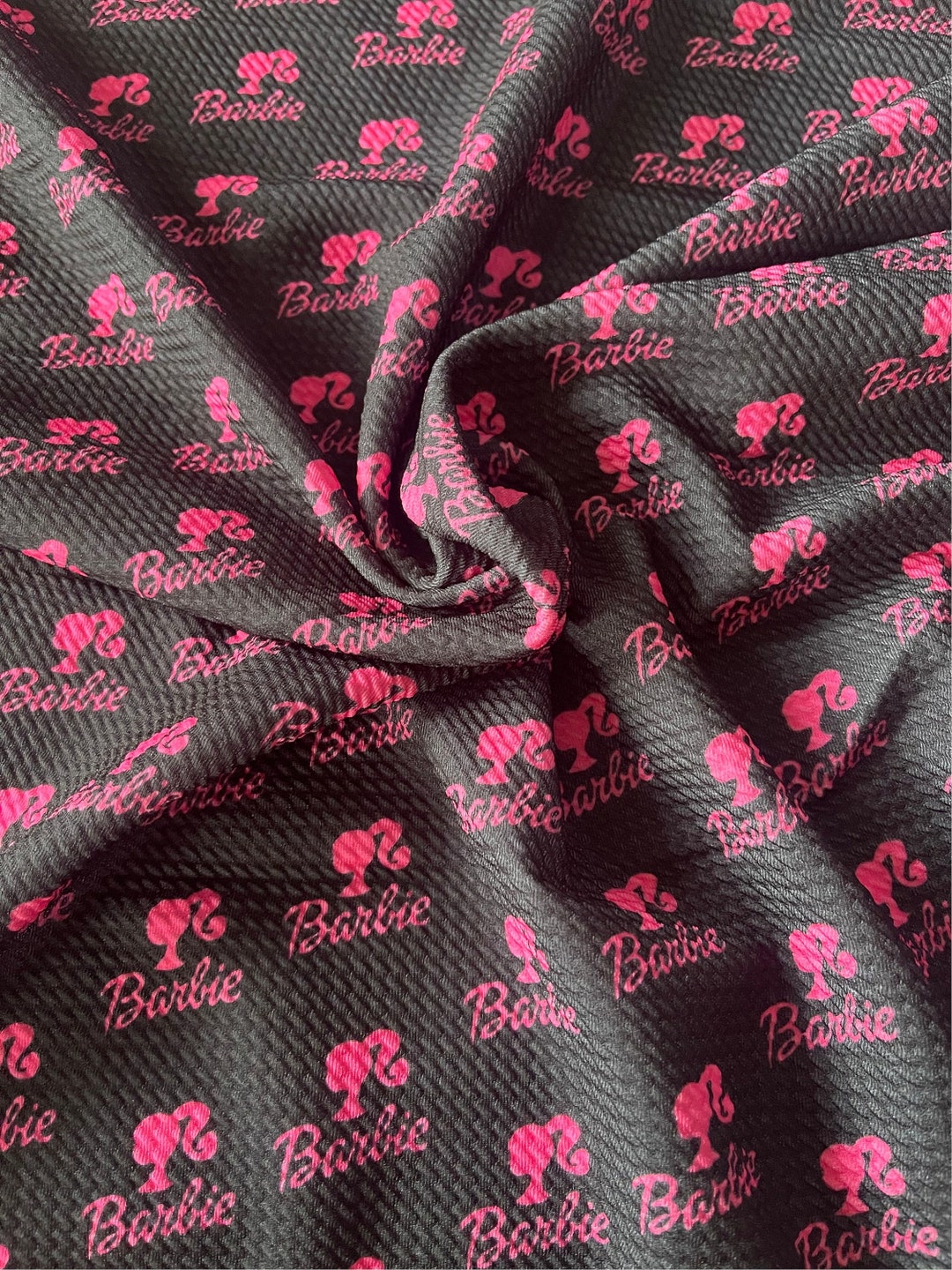 Pink Doll Silhouette Black Background | Bullet Fabric L RTS L DIY L ...