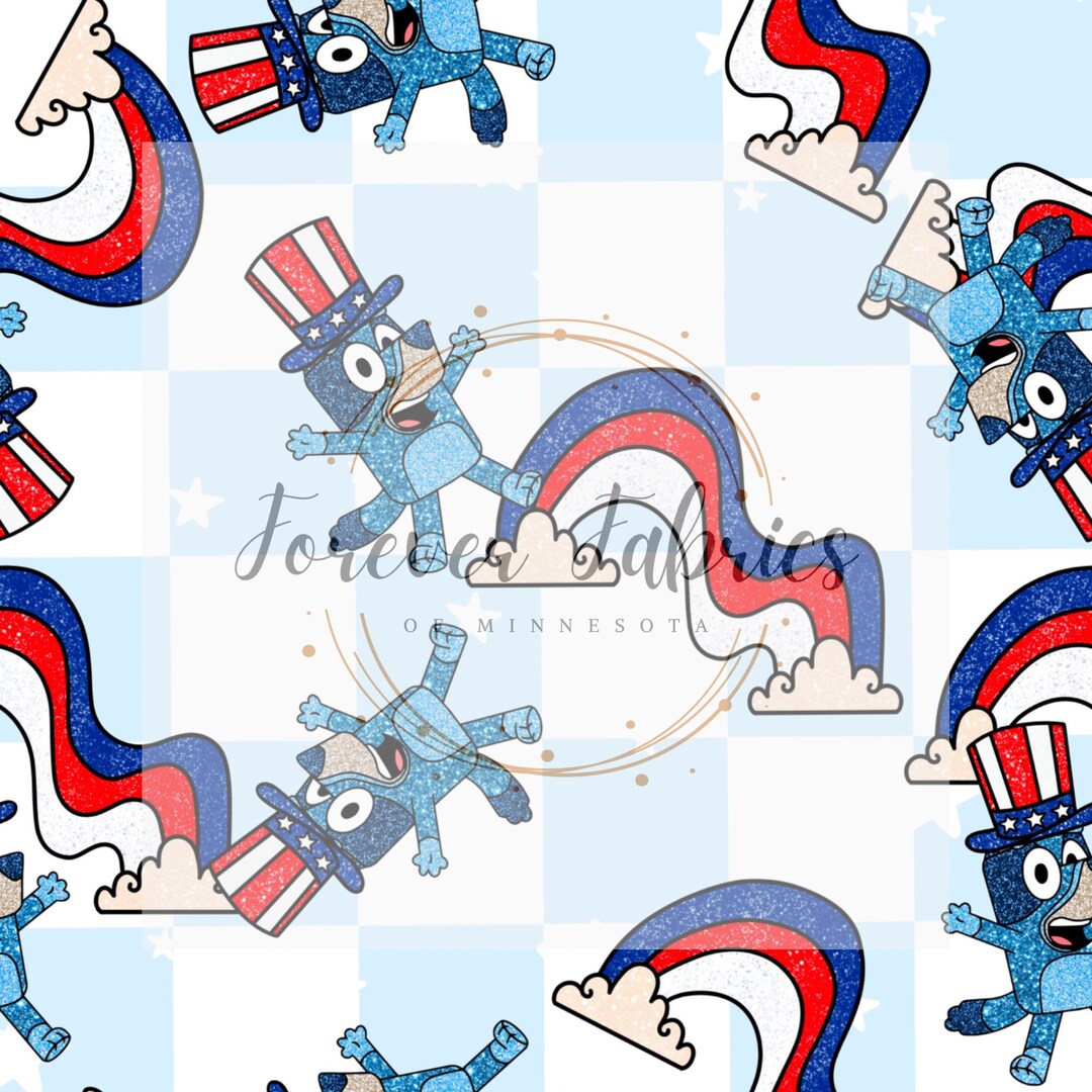 RWB Blue Dog 1 Preorder Fabric by the Yard Bullet DBP Wide Rib Printed ...