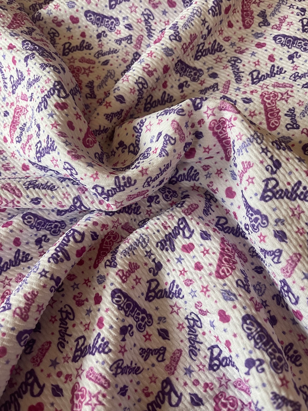 Purple Pink Doll Writting | Bullet Fabric L RTS L DIY L Bows L Clothing ...