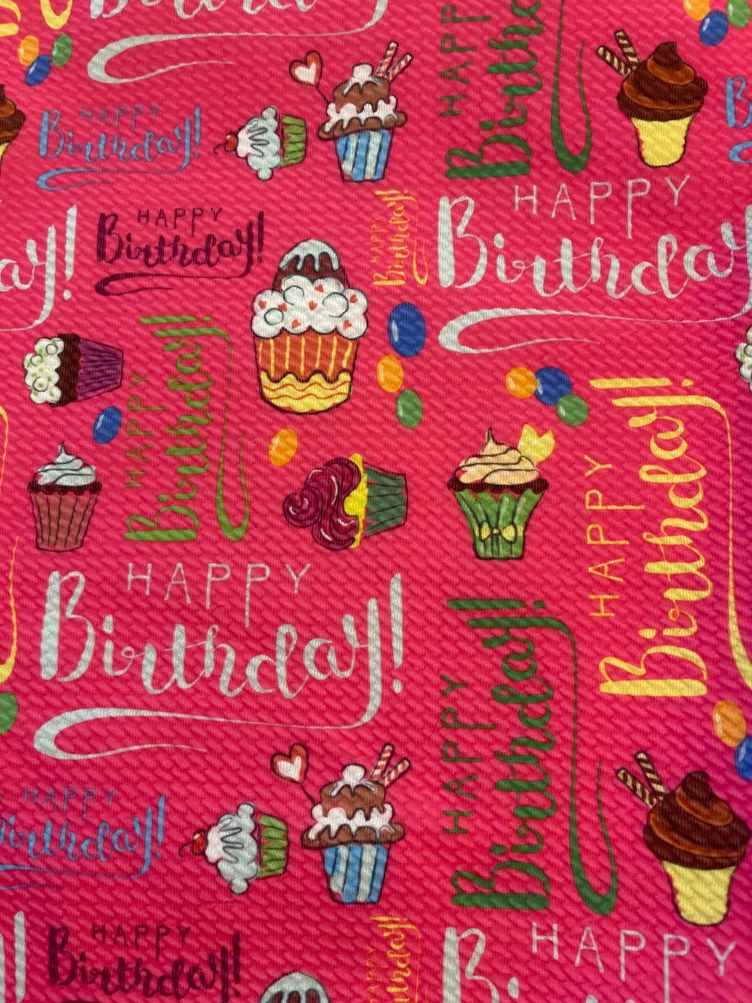 Happy Birthday Printed Bullet Fabric DIY Clothing Bows Fast Shipping ...