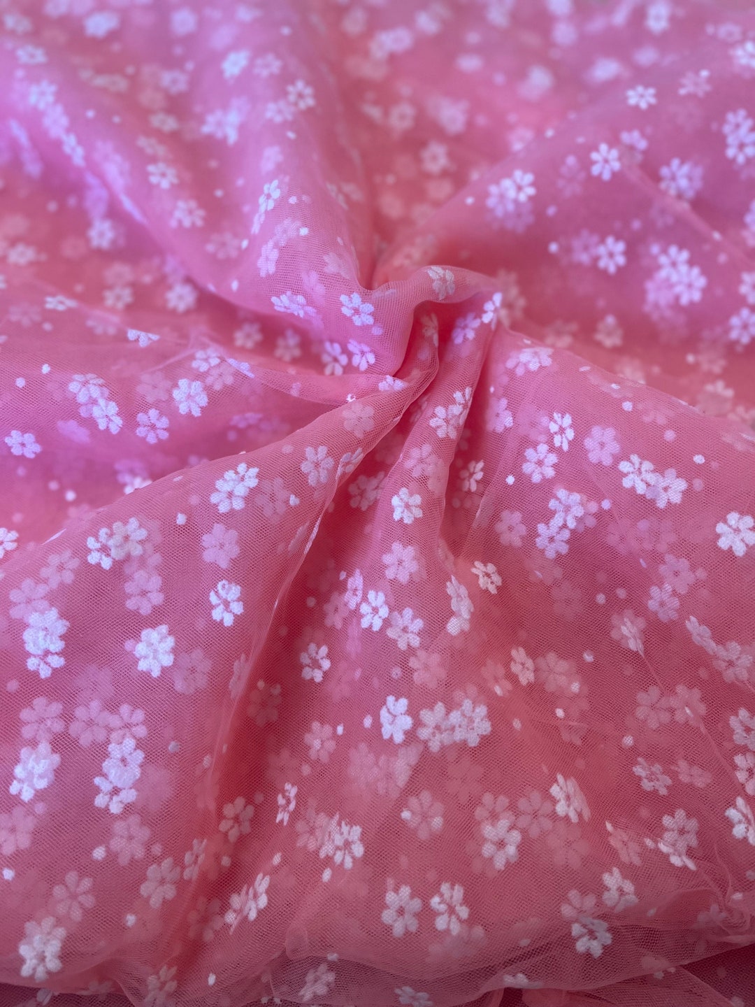 Pink Floral Mesh L 2 Way Stretch Mesh | Meshlfabric | DIY | Bows ...