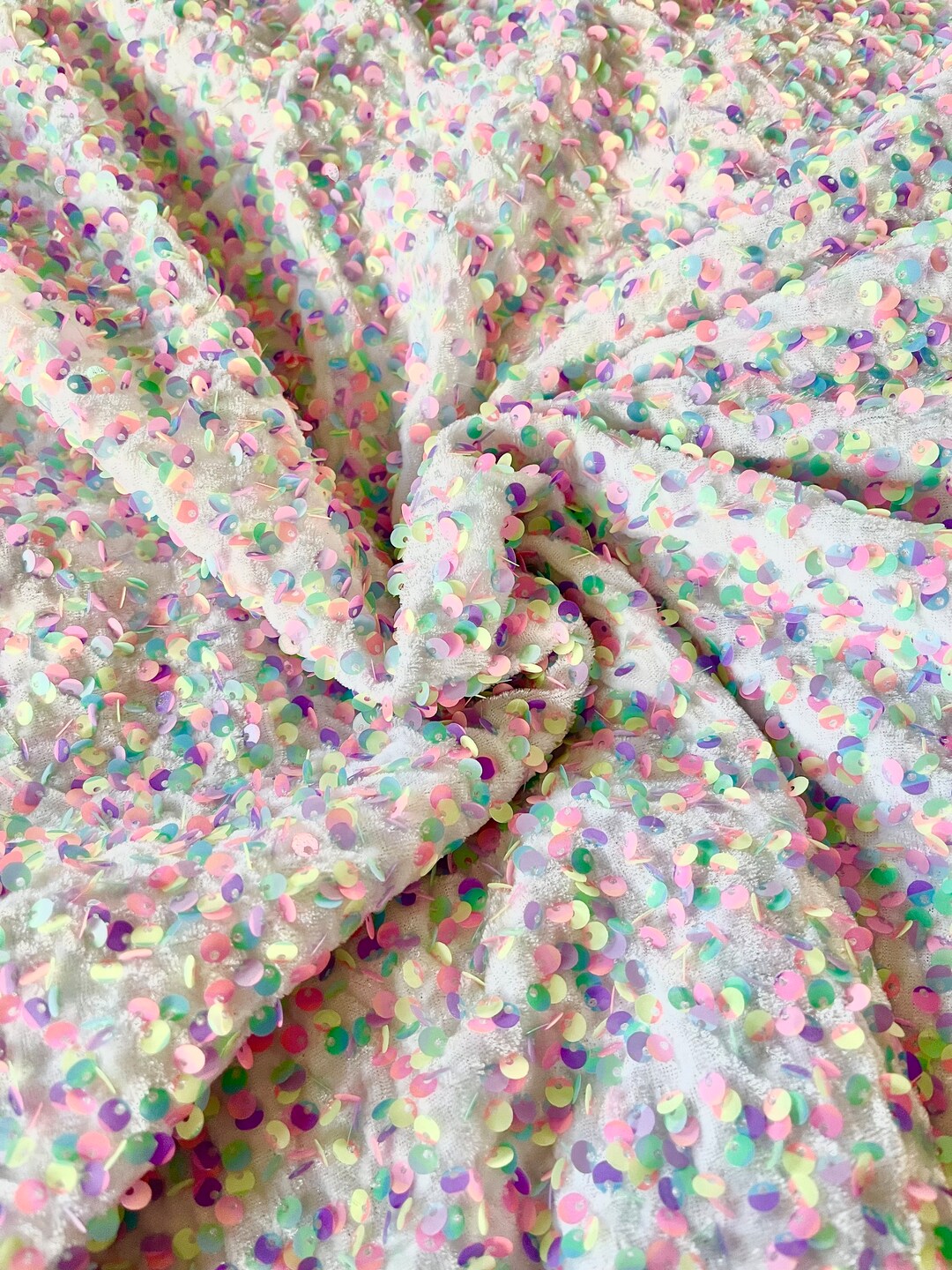 Pastel White Stretch Sequin Velvet Sequin Fabric Velvet DIY Bows ...