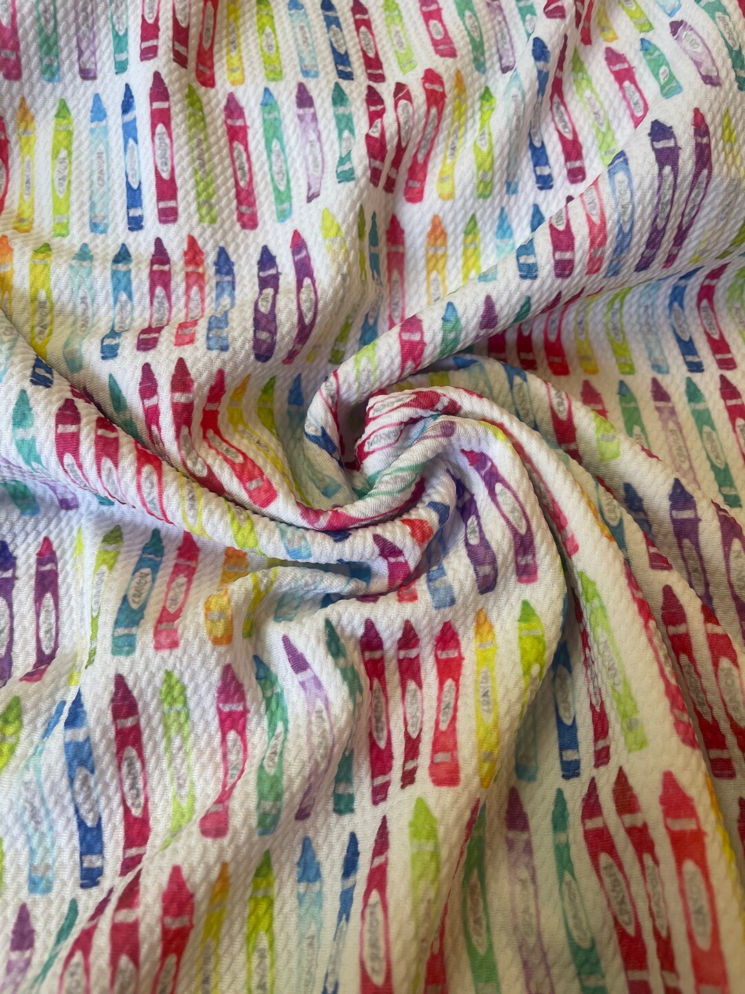 Colorful Crayons | Printed Bullet Fabric L RTS L 4 Way Stretch | DIY ...