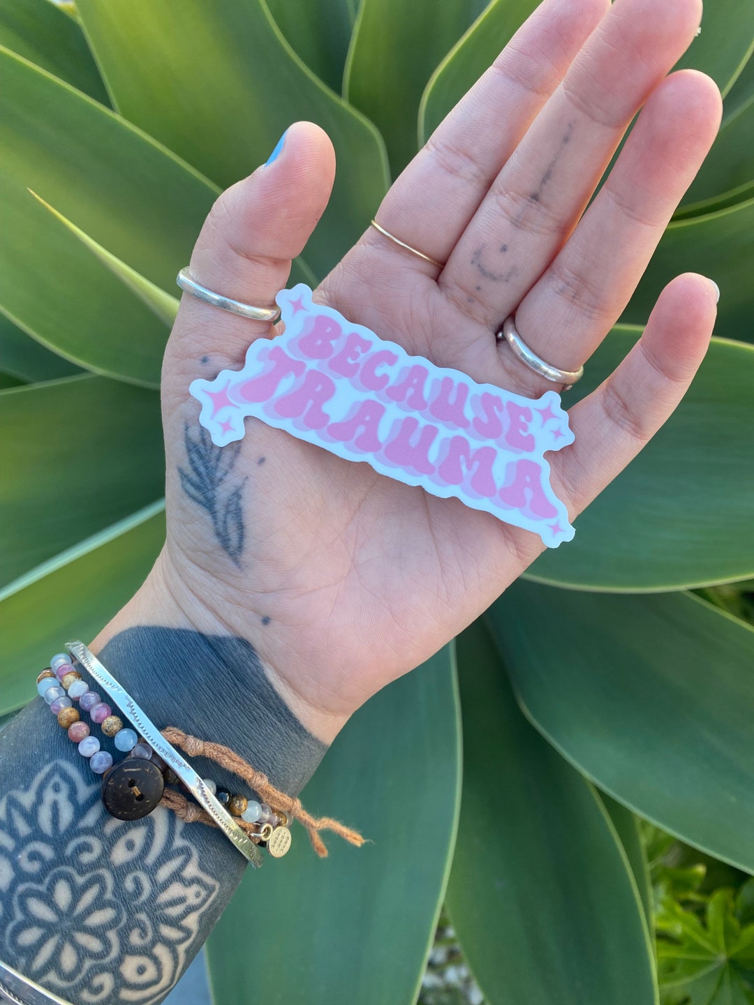 Because Trauma Cute Vinyl Sticker - Etsy