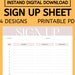 Minimalist Sign up Sheet BUNDLE, 4 Sign up Forms, PRINTABLE Sign up ...
