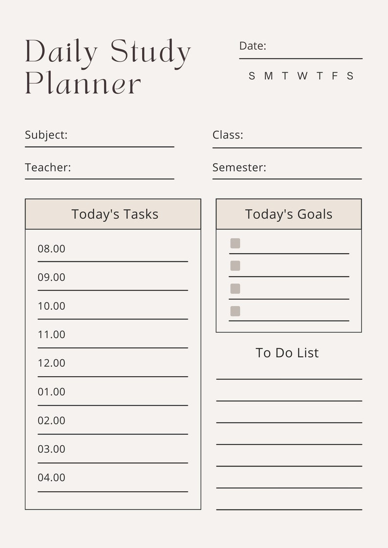 Student Study Planner, Study Planner Printable, Academic Study Planner ...