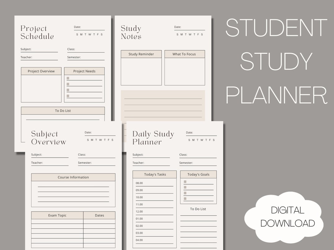 Student Study Planner, Study Planner Printable, Academic Study Planner ...