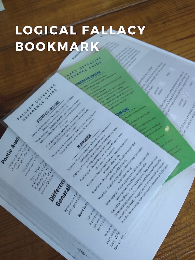 Logical Fallacy Bookmark - Etsy