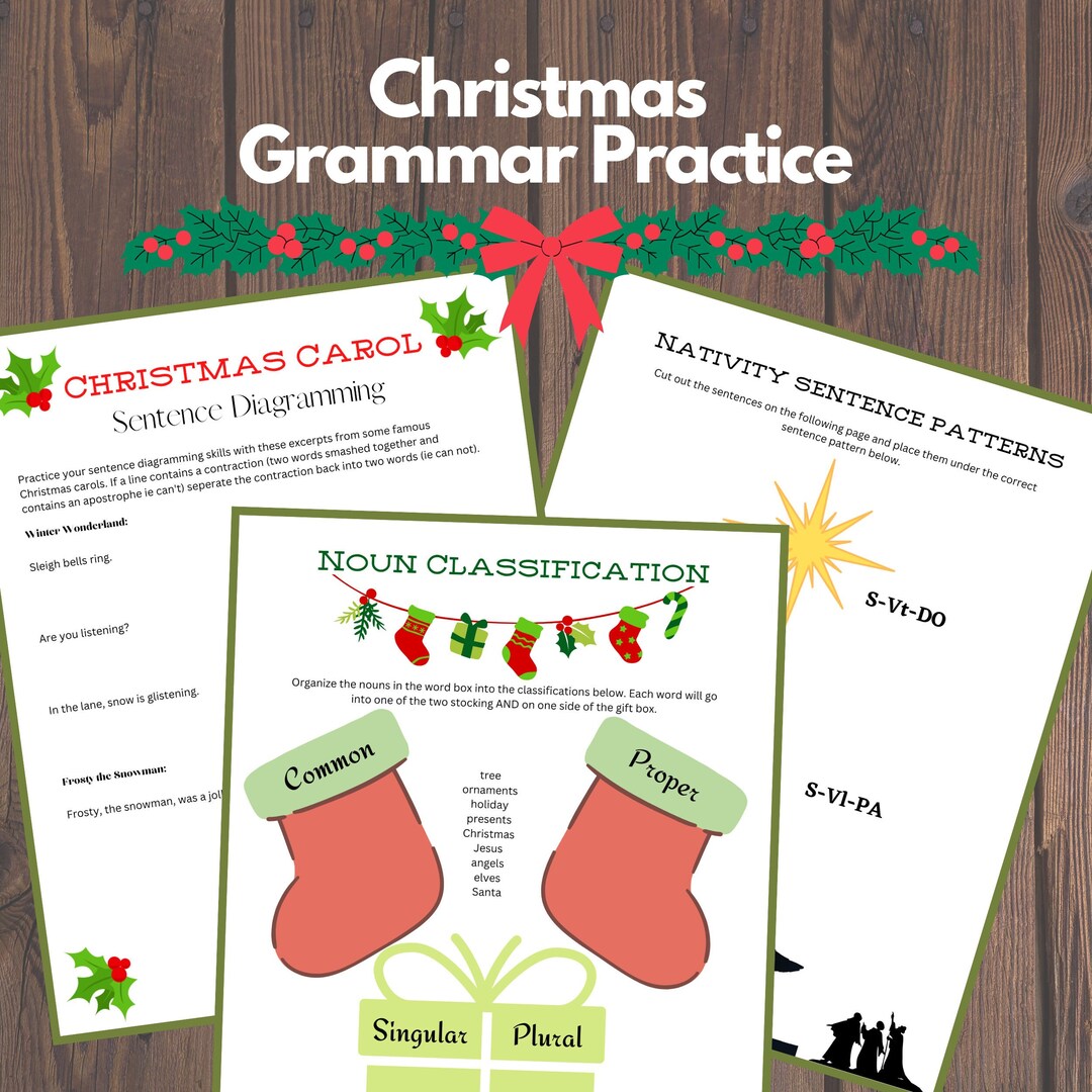 Christmas-themed Grammar Worksheets - Etsy