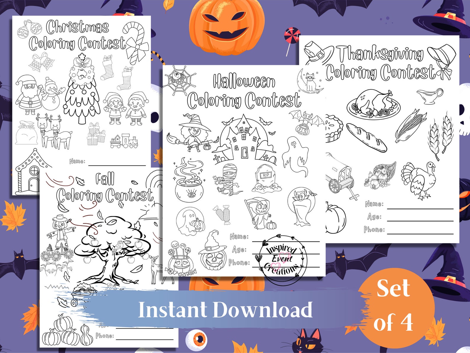 Holiday Coloring Contest Printable Drawing Pages DIY Craft - Etsy