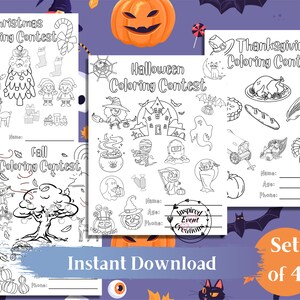 Holiday Coloring Contest Printable Drawing Pages DIY Craft - Etsy