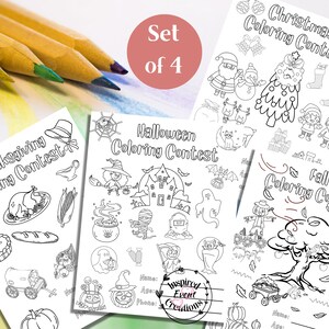 Holiday Coloring Contest Printable Drawing Pages DIY Craft - Etsy