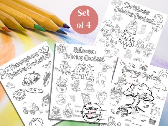 Holiday Coloring Contest Printable Drawing Pages DIY Craft - Etsy