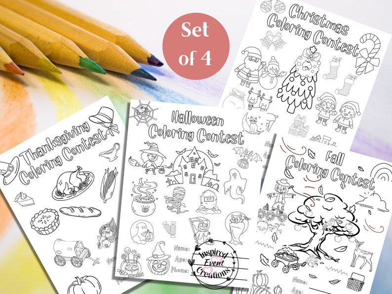 Holiday Coloring Contest Printable Drawing Pages DIY Craft - Etsy