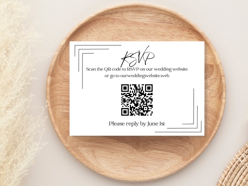 QR Code RSVP Card, Modern Wedding Online Reply PRINTABLE Template ...