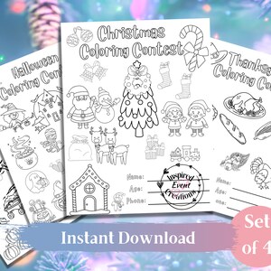 Holiday Coloring Contest Printable Drawing Pages DIY Craft - Etsy