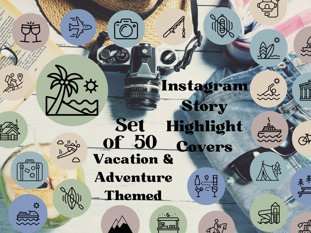 50 Instagram Story Highlight Covers, Vacation Trip, Honeymoon, Active ...