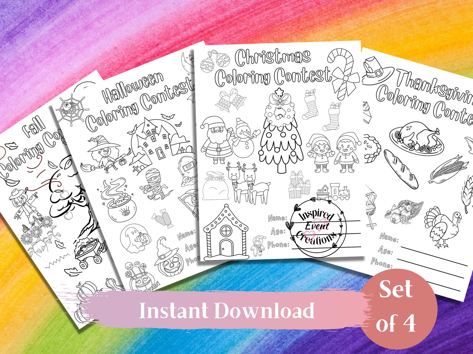Holiday Coloring Contest Printable Drawing Pages DIY Craft - Etsy
