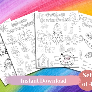 Holiday Coloring Contest Printable Drawing Pages DIY Craft - Etsy