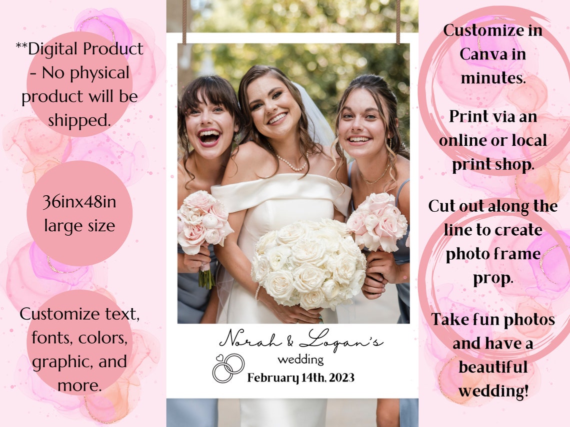 Custom Wedding Photo Frame Prop PRINTABLE Retro Selfie - Etsy