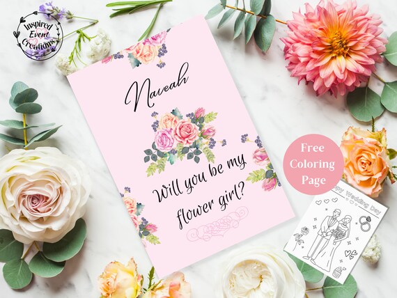 Flower Girl Proposal Printable Template Bridesmaid Ask Card - Etsy