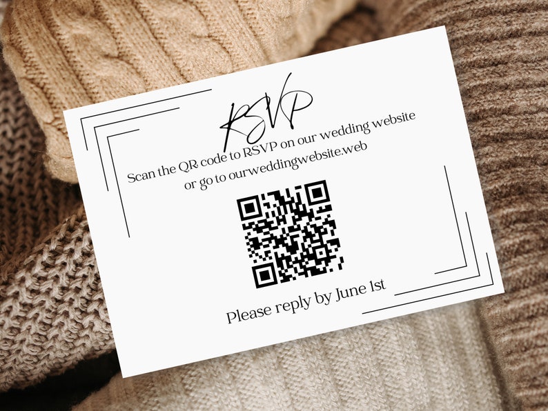 QR Code RSVP Card, Modern Wedding Online Reply PRINTABLE Template, Digital Custom Response, Easy ...