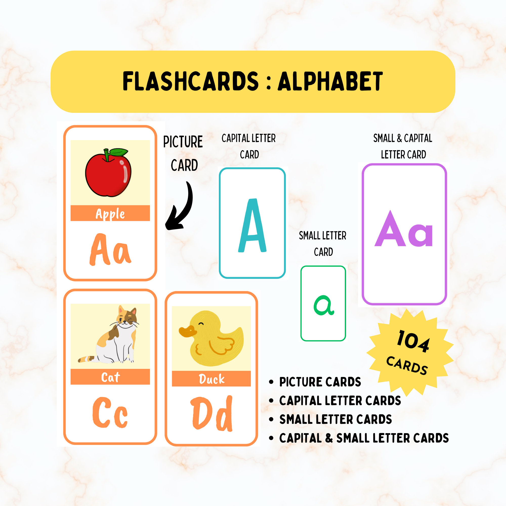 Alphabet Flashcards , Educational Flash Cards for Kids Toddler ...