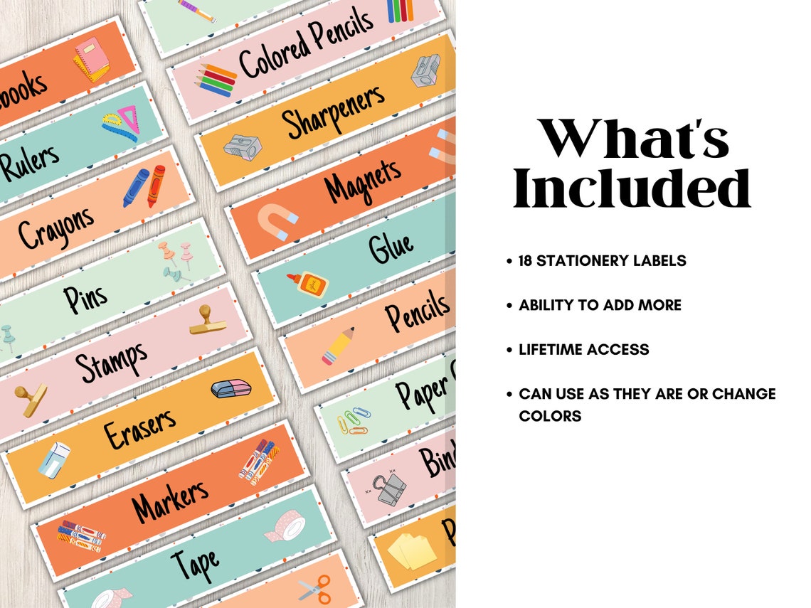 Stationery Labels, Rolling Cart Labels, Trolley Labels, Classroom Decor ...